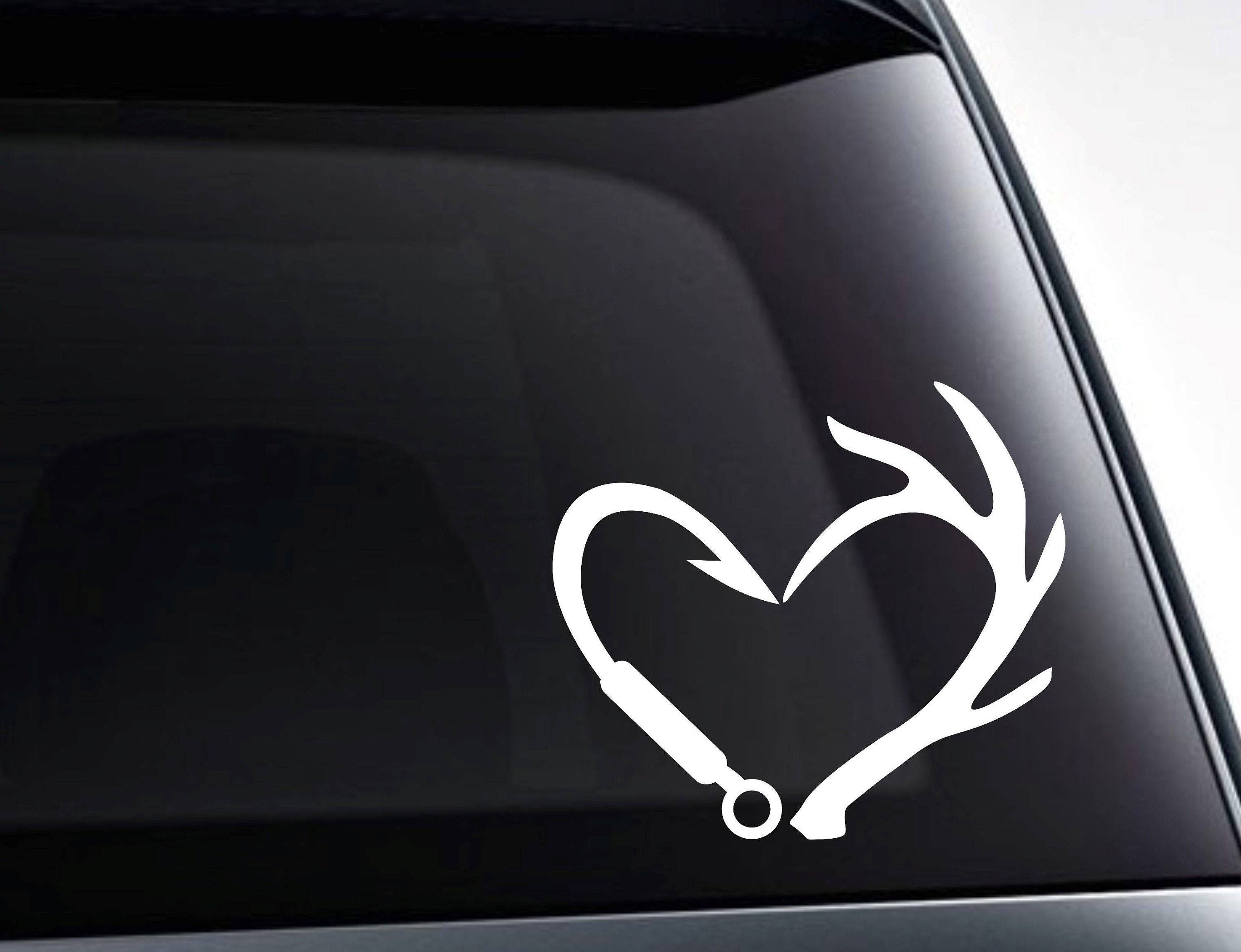 Fishing Hook Heart Decal