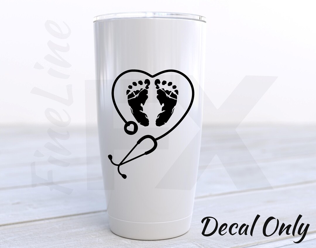 OB Nurse Stethoscope Heart Baby Foot Prints Obstetrician Vinyl - Etsy