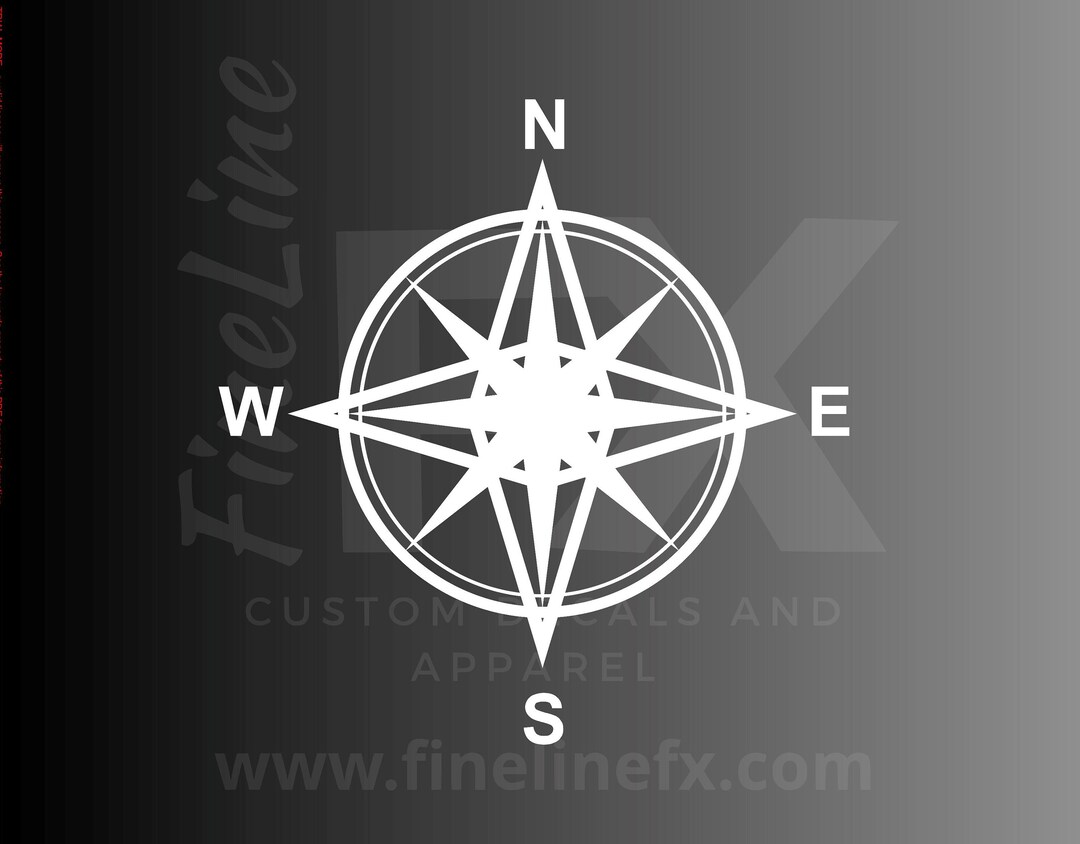 Compass Decal, Compass Rose Directions Vinyl Decal Sticker / Hiking ...