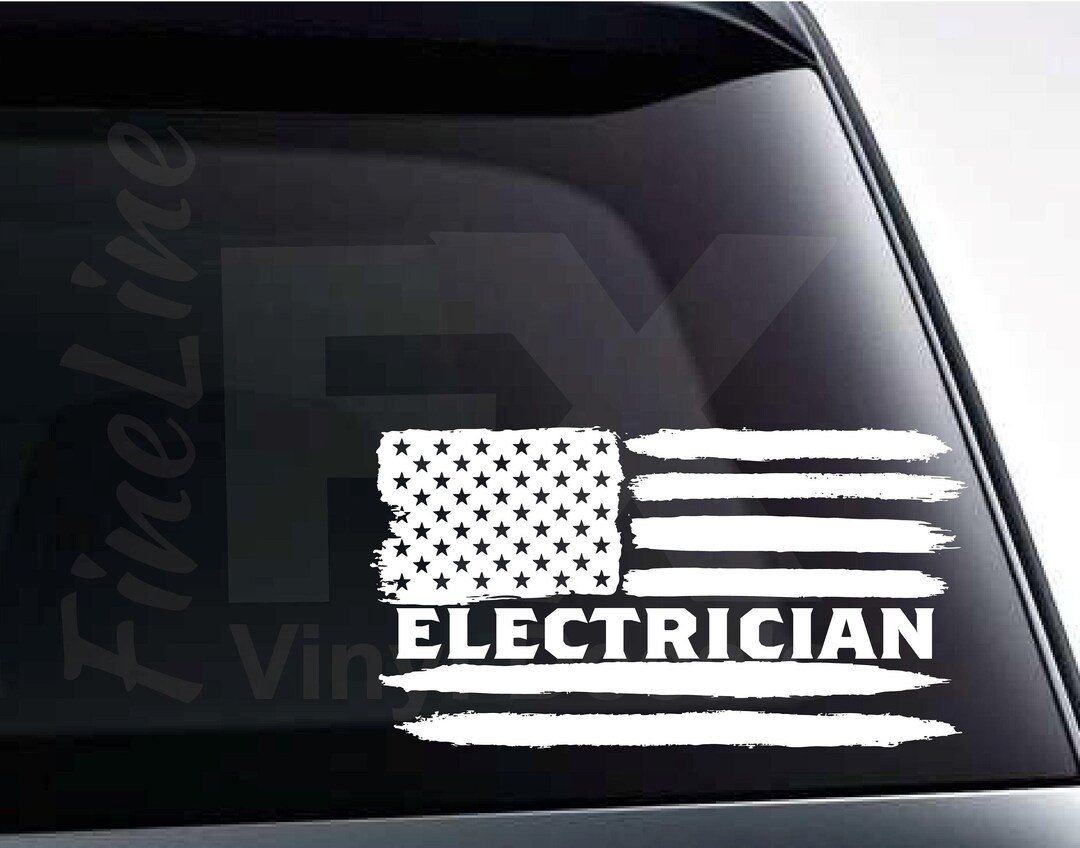 Electrician Distressed American Flag Vinyl Decal Sticker / Car Truck ...