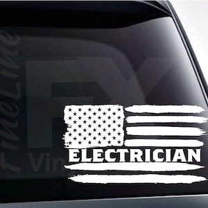 Electrician Distressed American Flag Vinyl Decal Sticker / Car Truck ...