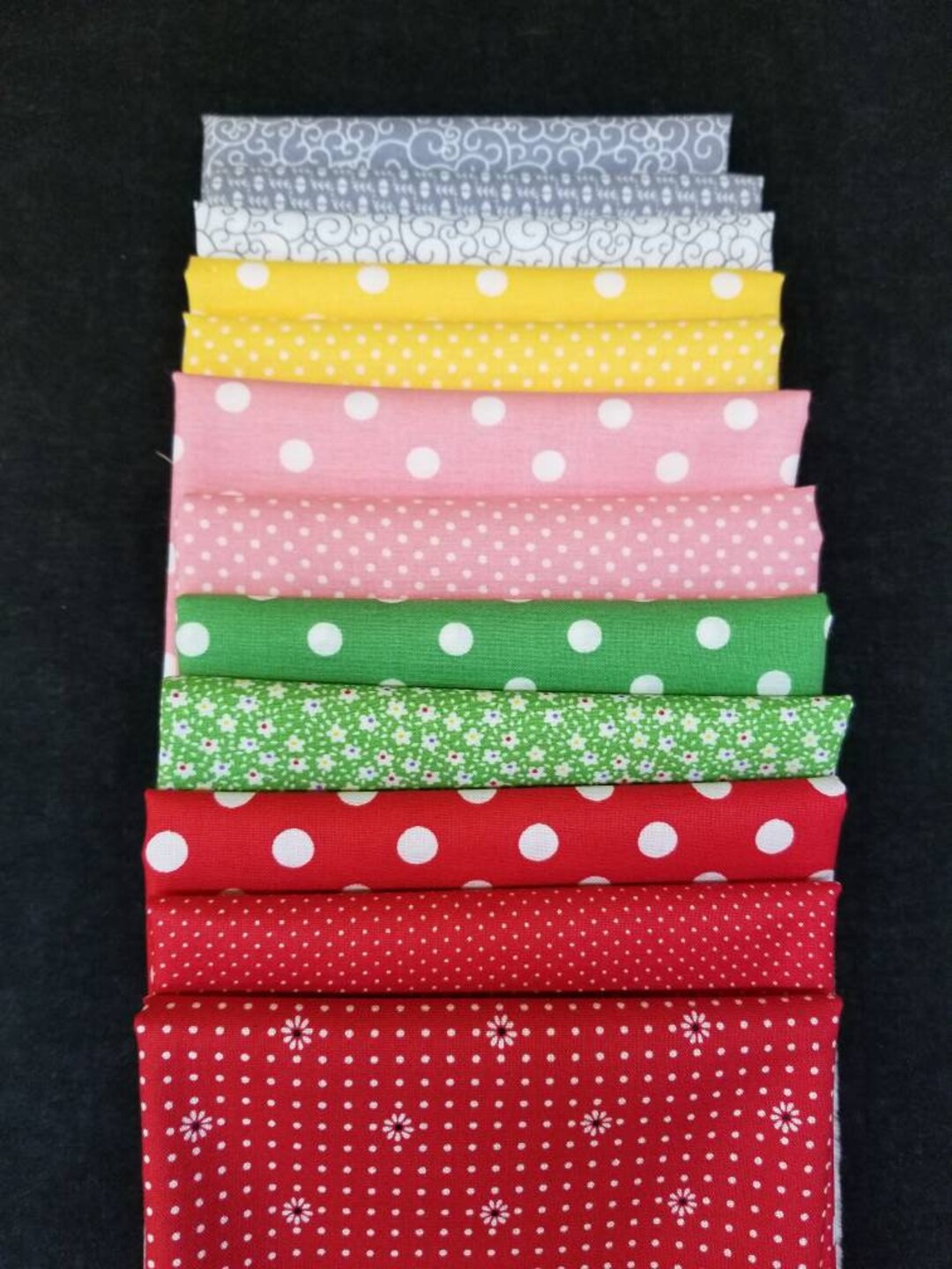 83.happy and Bright Polka Dot Fat Quarters Fabric Bundle of 12 Assorted ...
