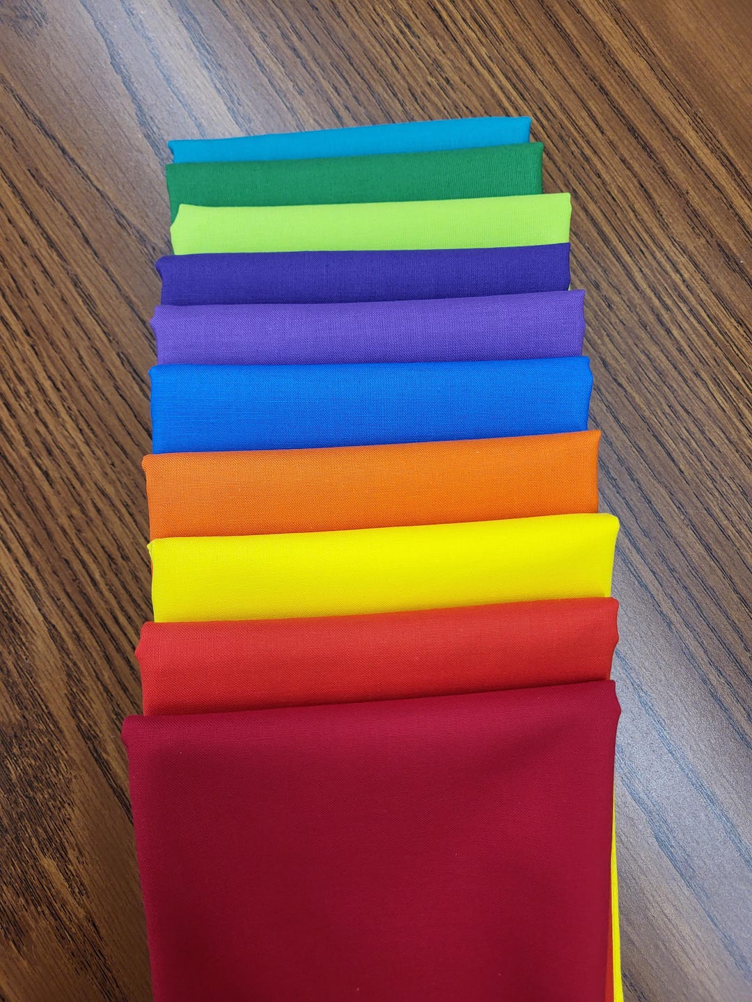 Rainbow Cotton Fabric Fat Quarters Bundle: 10 Solid Primary Colors - Etsy