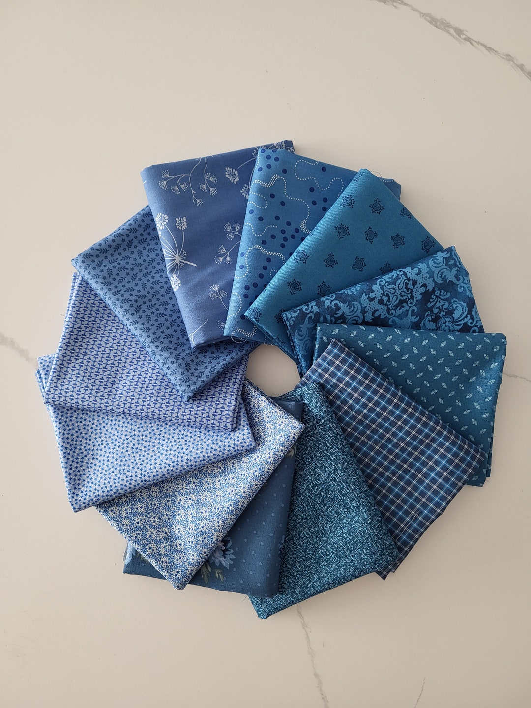 Blueberry Blue Color Fat Quarters Fabric Bundle of 12 Quality - Etsy