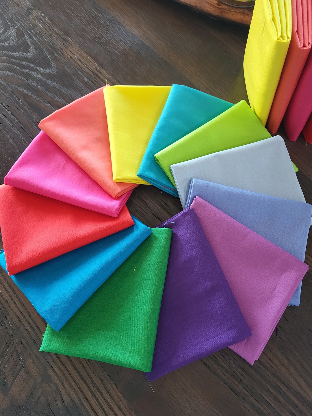 Bright Solid Cotton Fat Quarters: Rainbow Fabric Bundle of 12 - Etsy