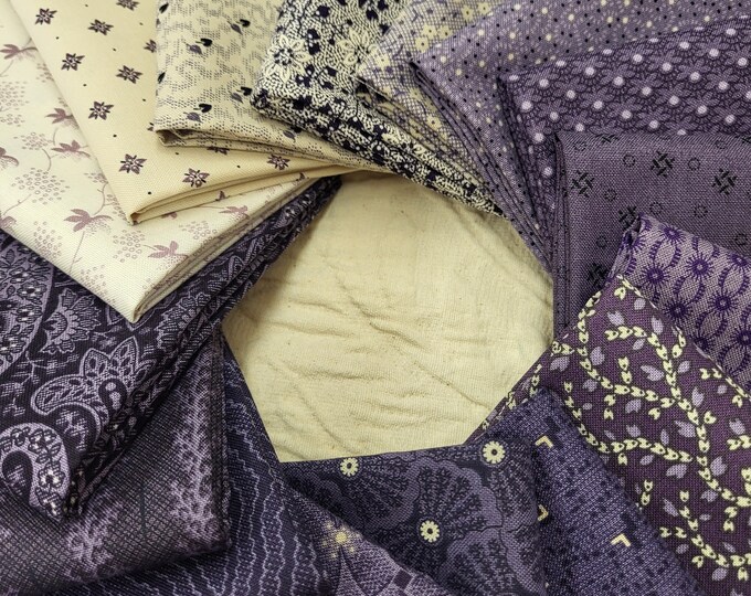 Deep Purple and Low Volume Purple Shirtings Fat Quarters Fabric Bundle ...