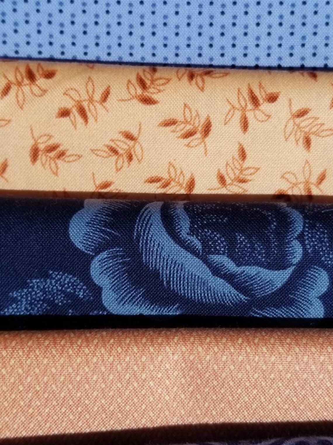 Denim and Peach Cobbler Fat Quarters Fabric Bundle of 8 | Etsy