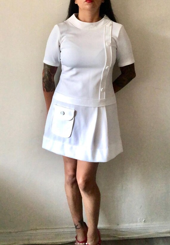 1960s MIni Mod White Dress - Gem