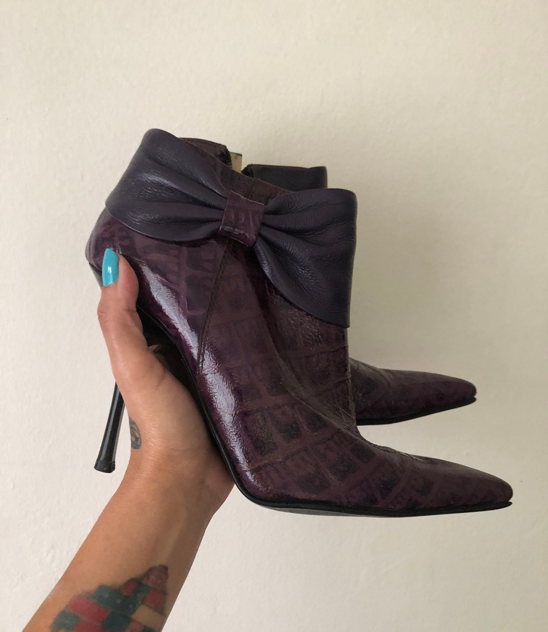 Vintage Leather Plum Colored Booties - Etsy