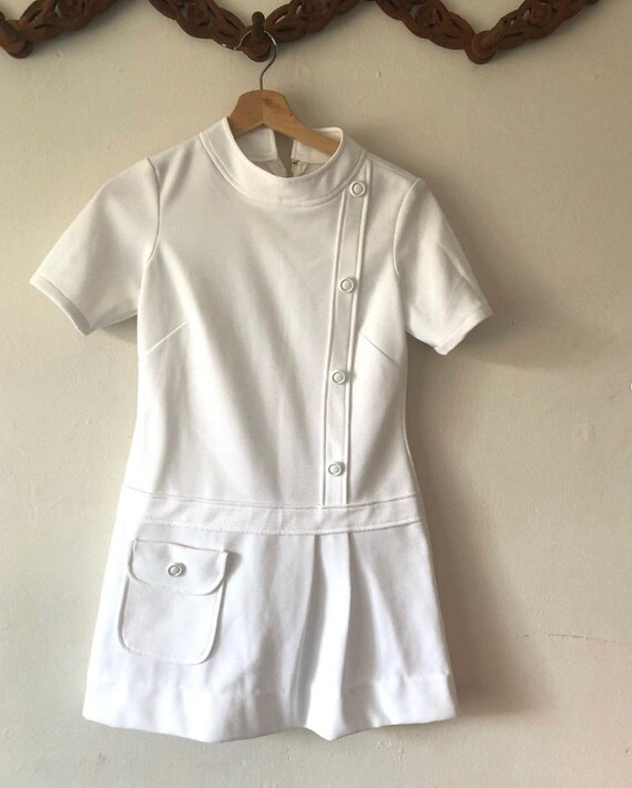 1960s MIni Mod White Dress - Gem