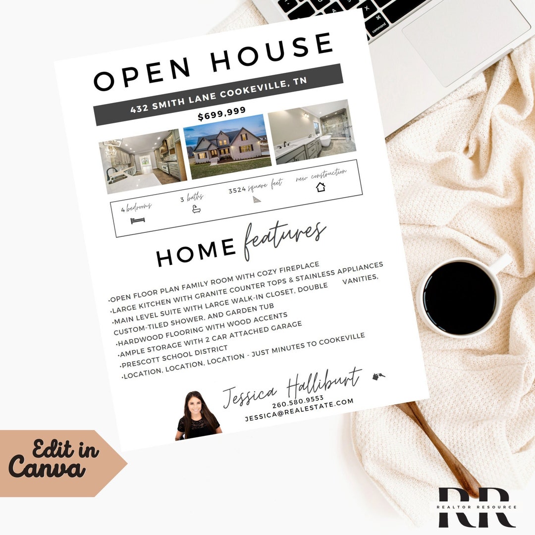 Open House Letter, Real Estate Flyer, Editable, INSTANT CANVA DOWNLOAD ...
