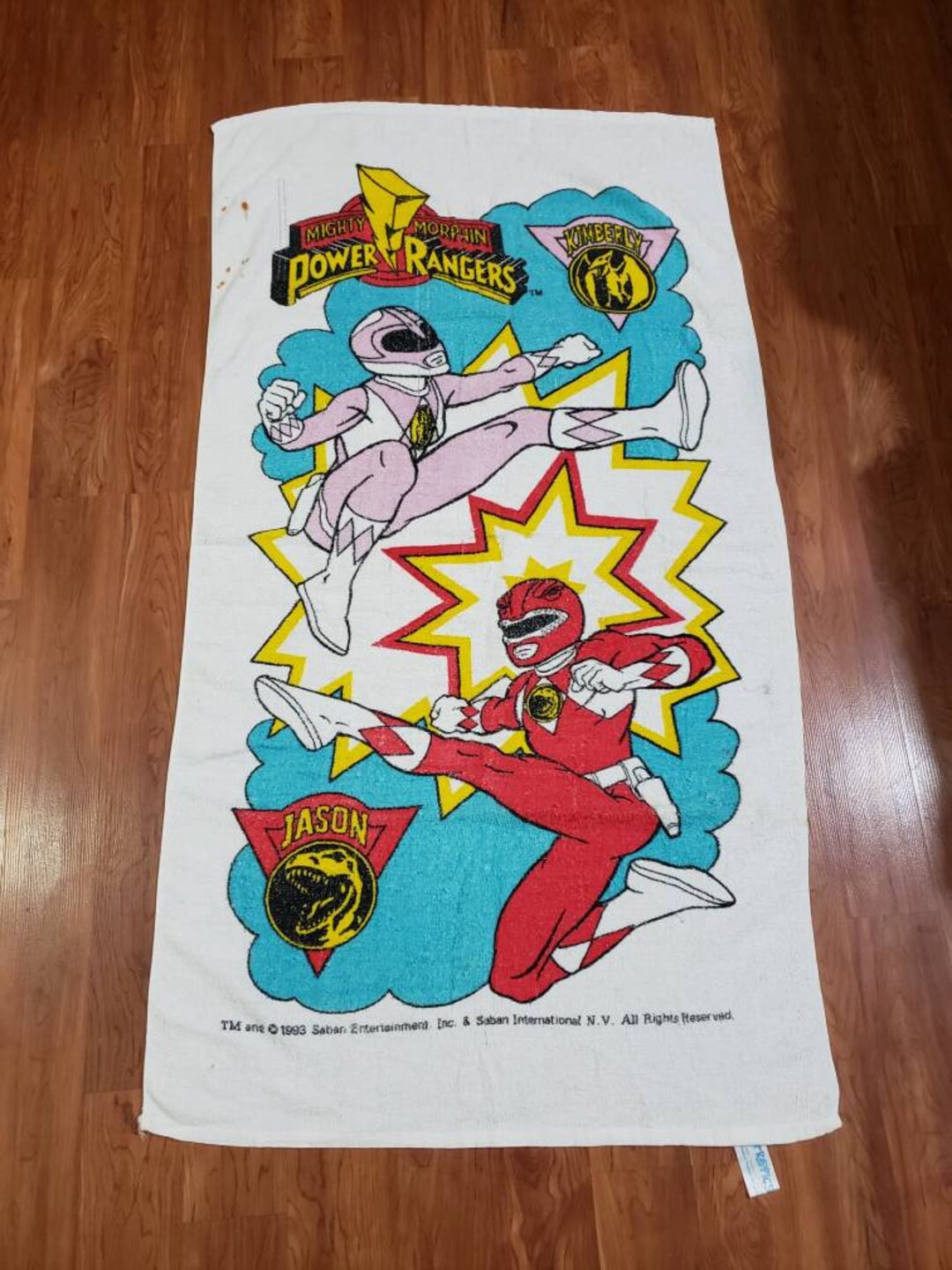 Vintage 1993 Mighty Morphin Power Rangers Towel Red Pink - Etsy