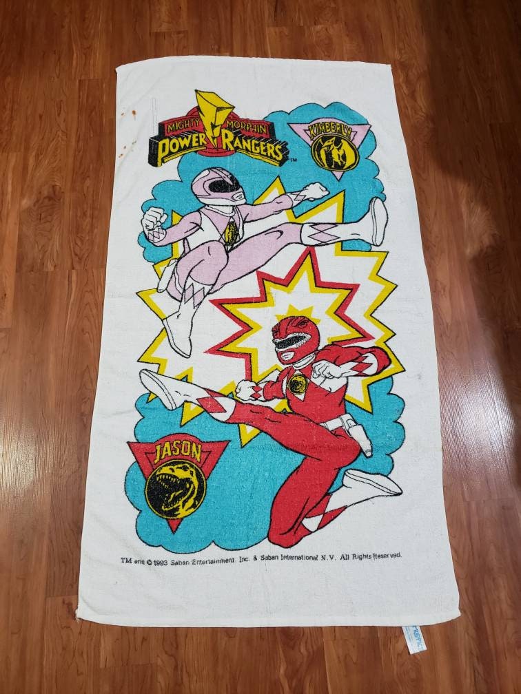 Vintage 1993 Mighty Morphin Power Rangers Towel Red Pink | Etsy