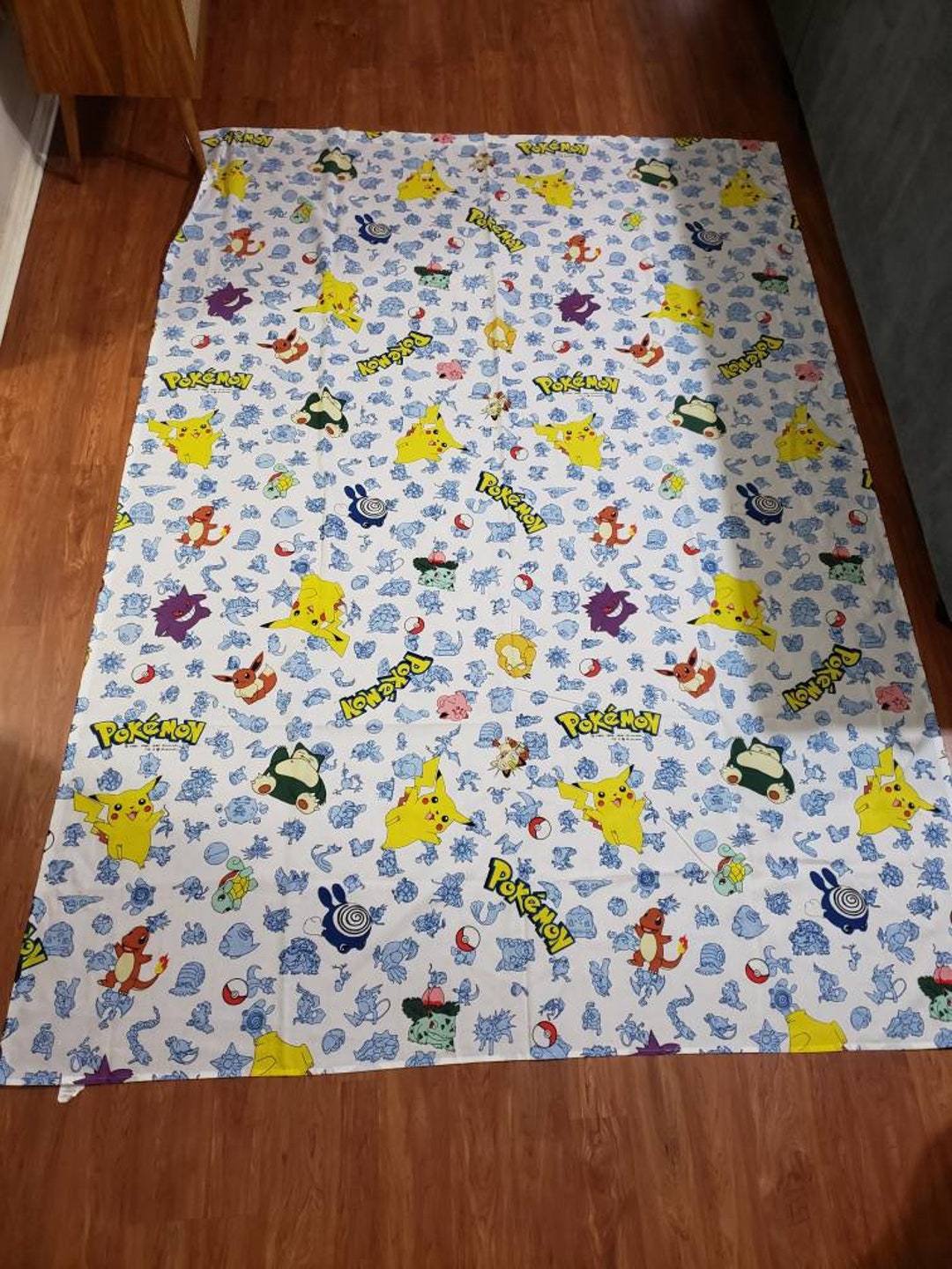 Vintage 1998 Pokemon Nintendo Twin Bed Flat Sheet Pikachu Charmander ...