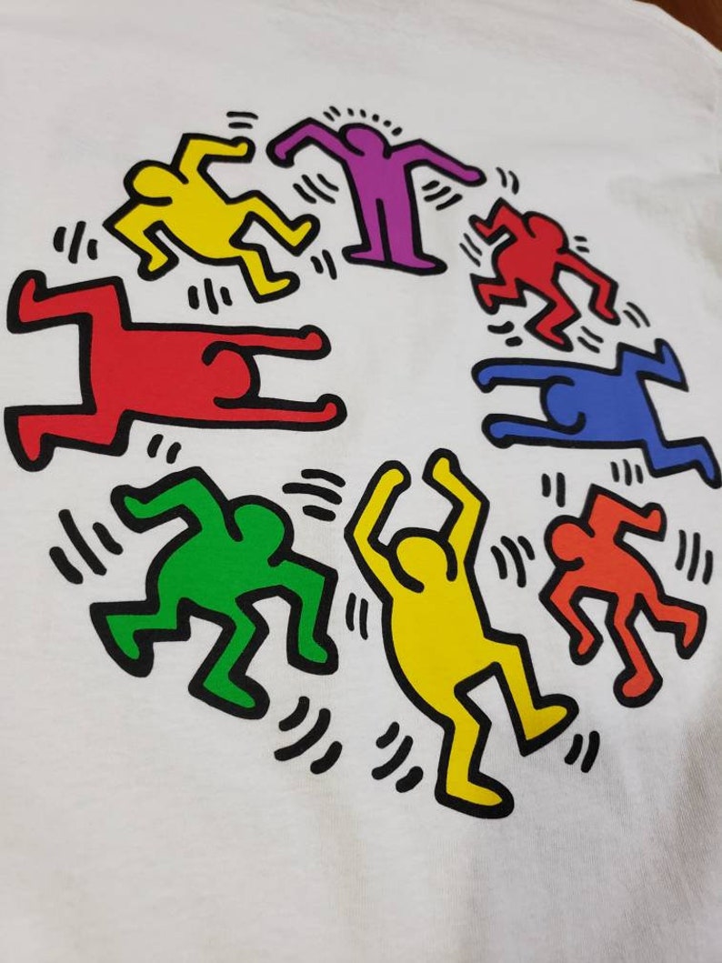Keith Haring Dancing Colorful Figures Size S Vtg Pop Art Heavy - Etsy