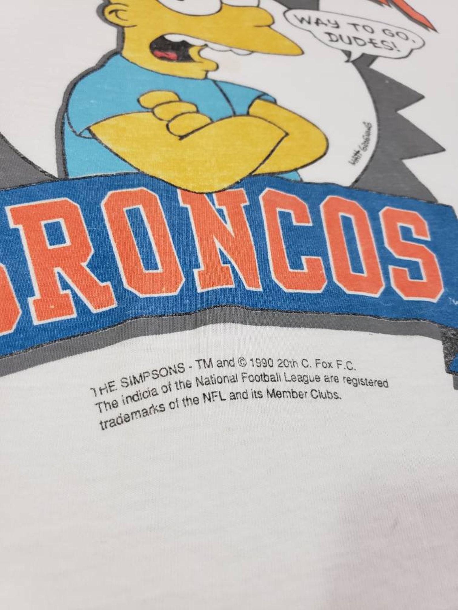 Vintage 1990 the Simpsons Bart Denver Broncos Football NFL X | Etsy