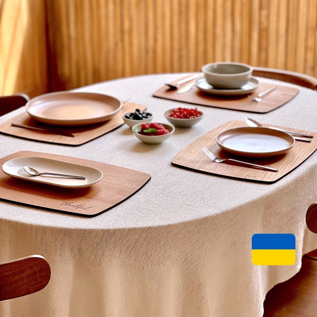 Personalized Wooden Placemats Set of 4, 6, 8 - Wood Table Mats - Etsy