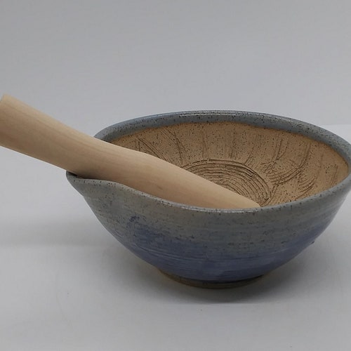 Ceramic Suribachi Wheel Thrown Mortar and Wooden Pestle - Etsy