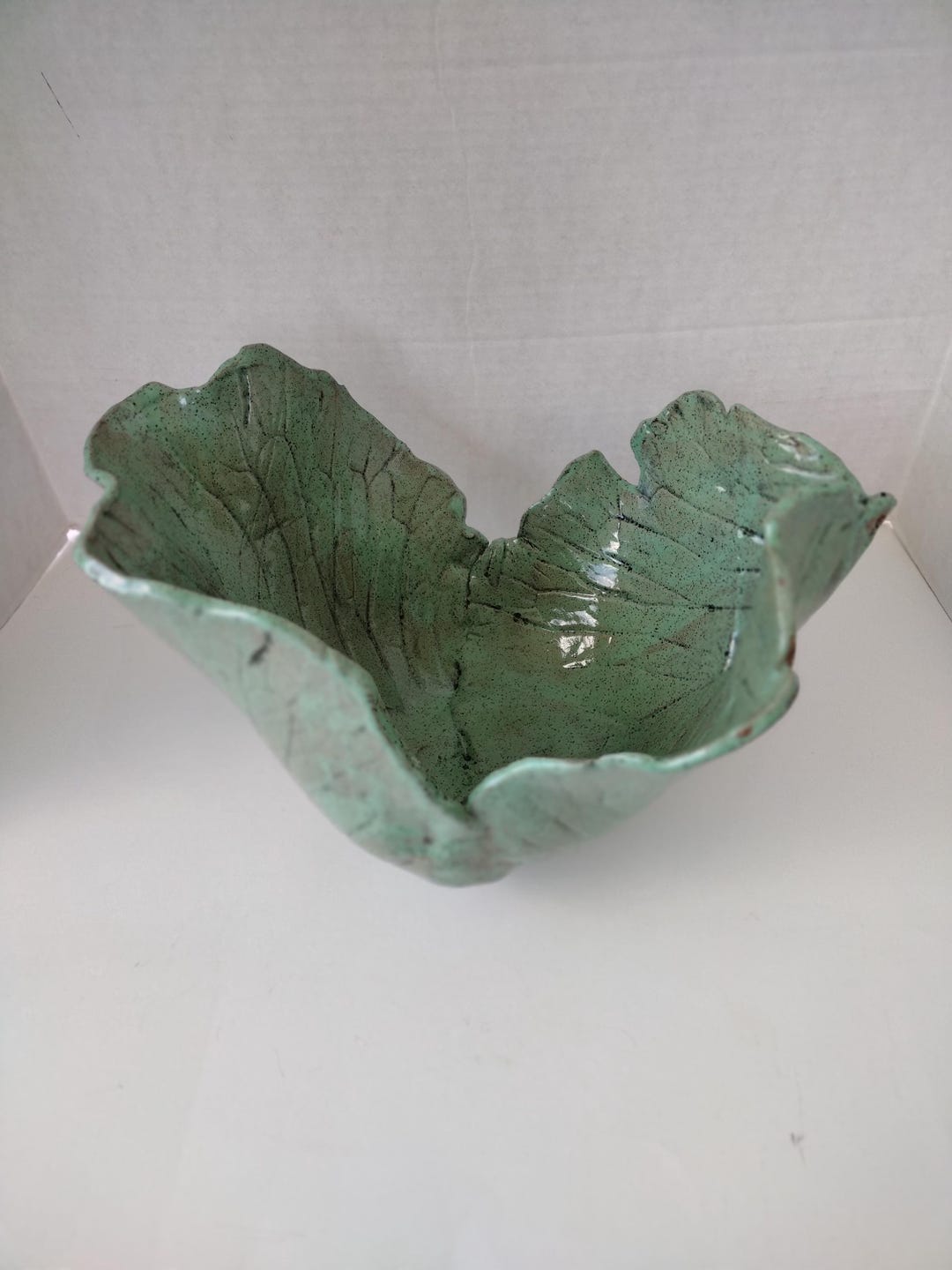 Handmade Stoneware Pottery Cabbage Leaf Bowl Light Green - Etsy