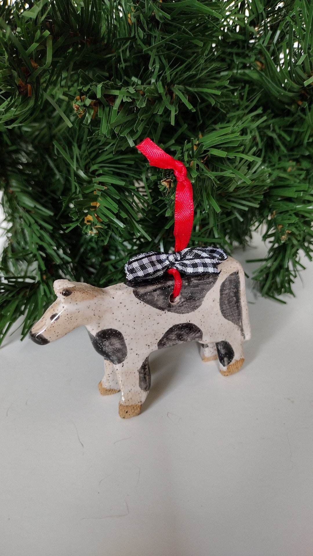 Handmade Ceramic 3D Cow Christmas Ornament - Etsy