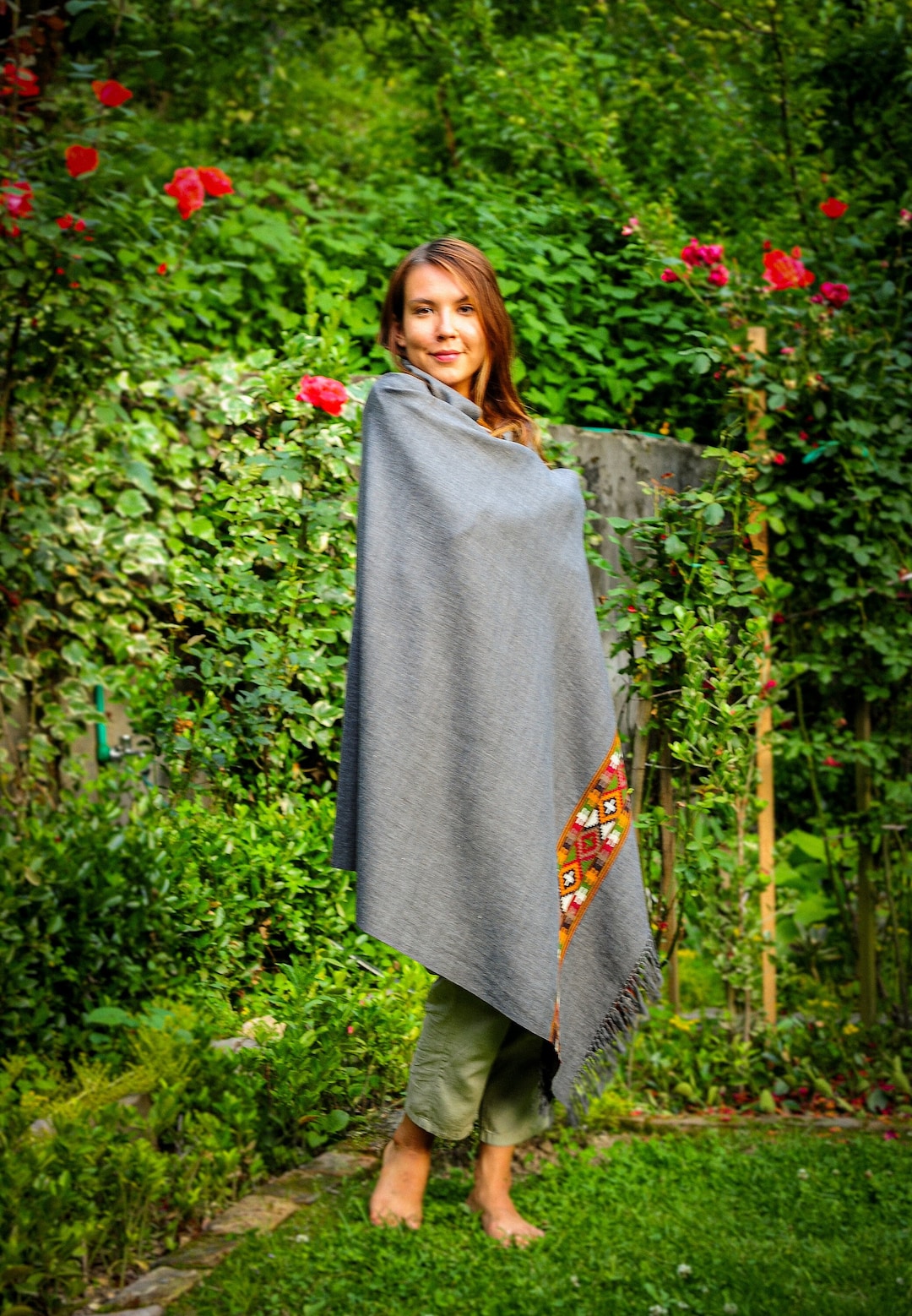 Gray Wolf This is a Warm Cozy Himalayan Authentic Meditative Shawl From ...