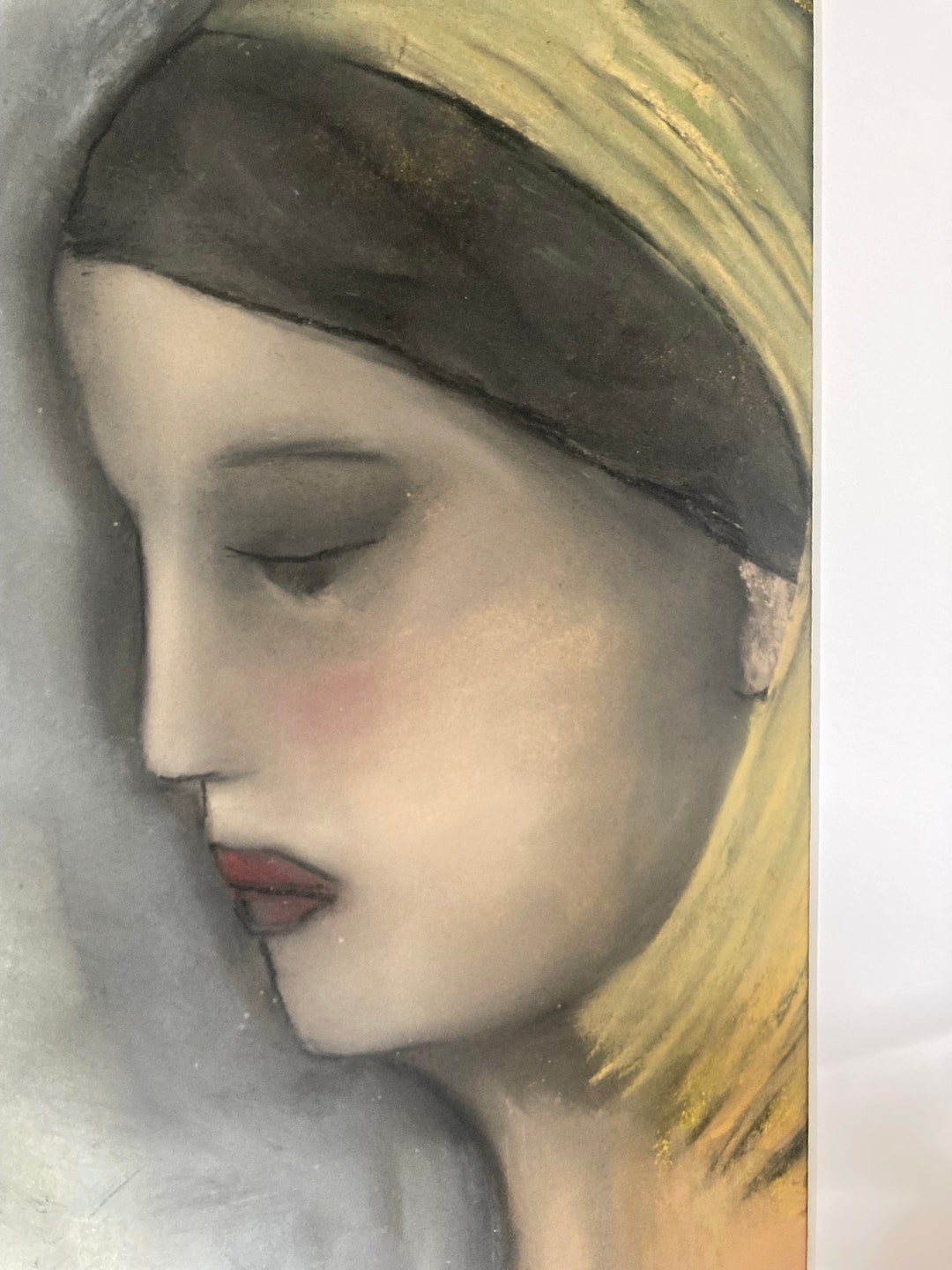 PASTEL ORIGINAL DRAWING, Art, Dry Pastel on Paper, Portrait, Handmade ...