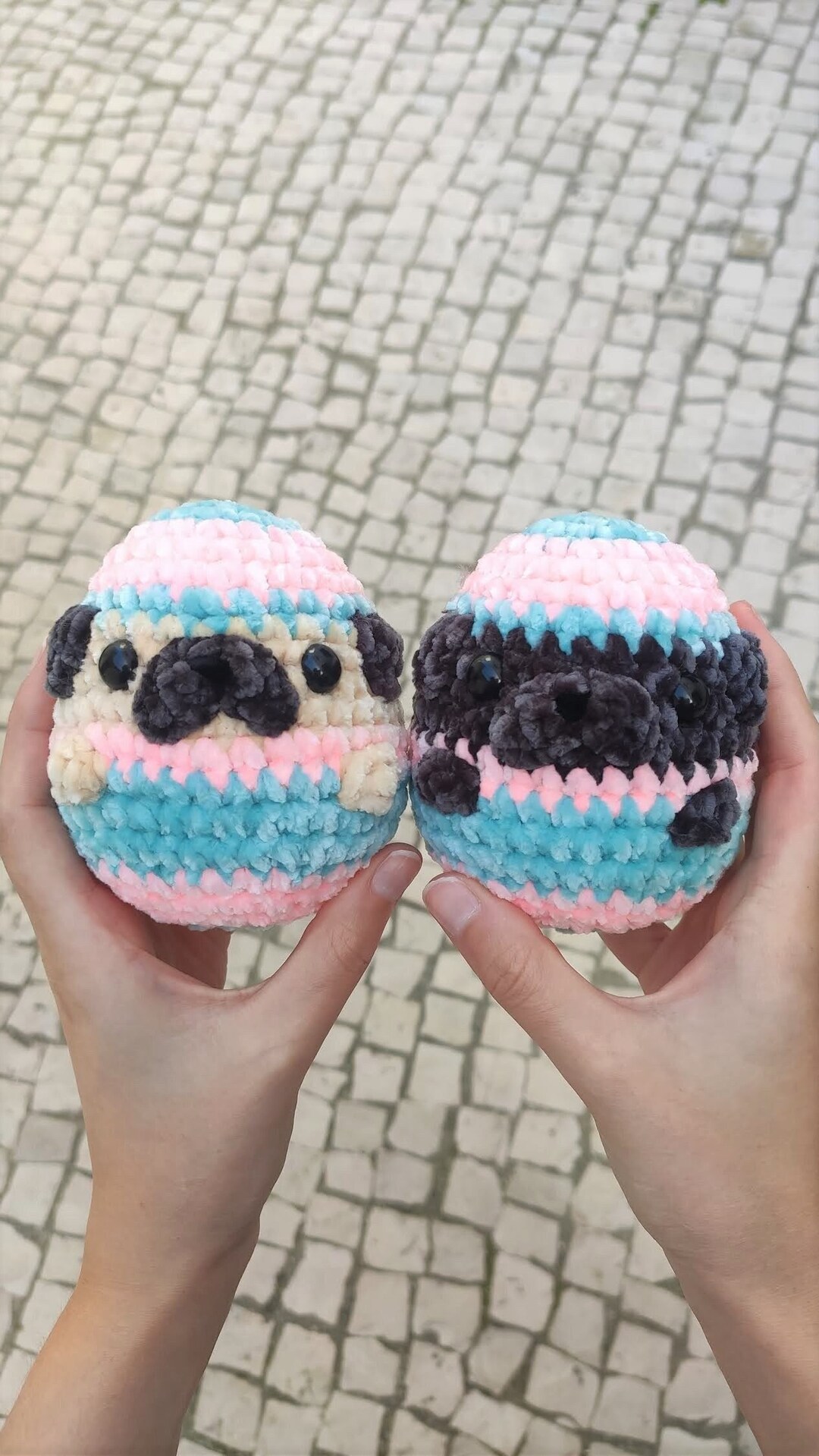 Easter Egg Pug Plush: Handmade Crochet | Stuffed Animal Pug Dog Plushie ...