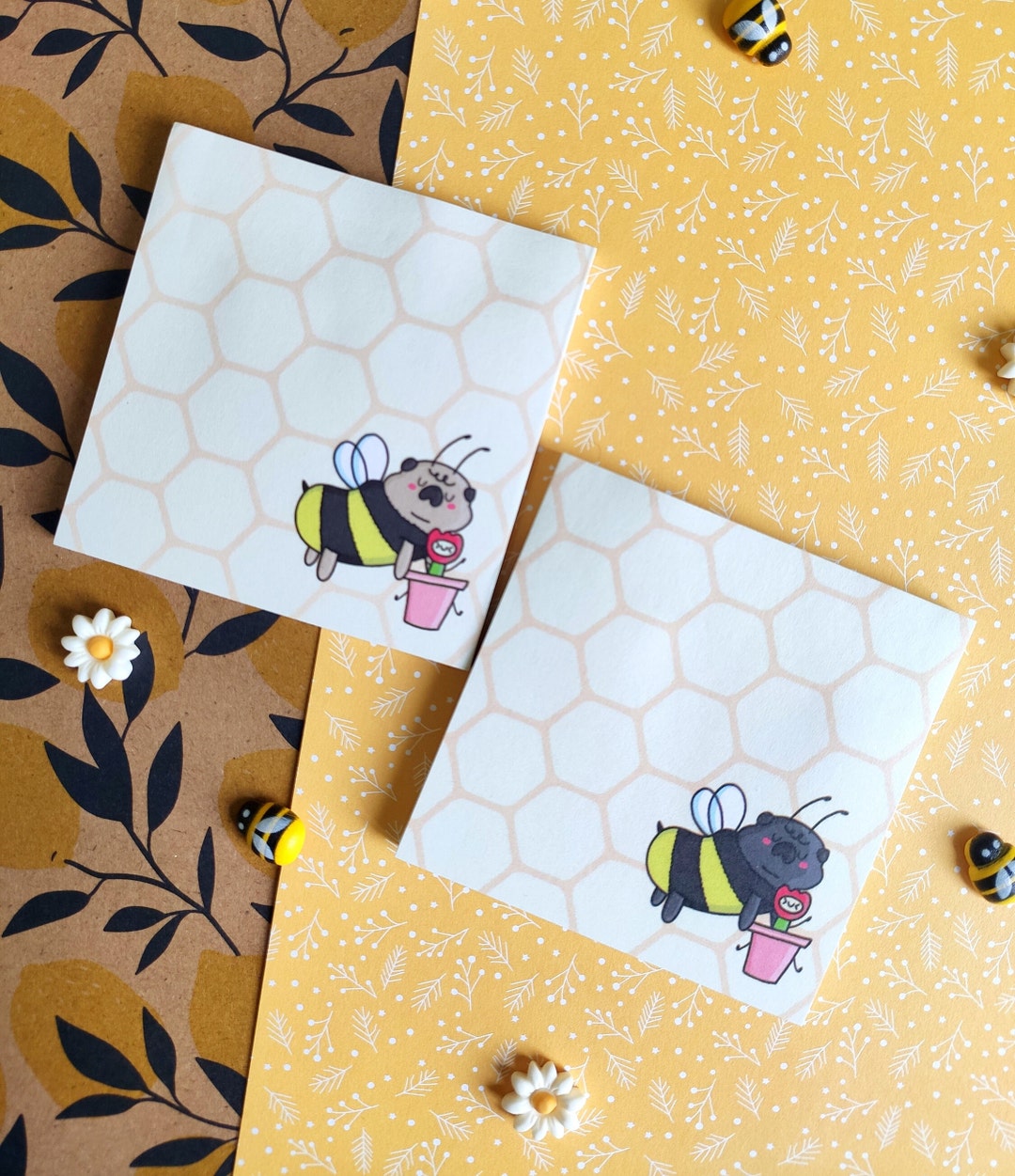 Pug Bee With Flower Sticky Note | Abel the Pug Cute Stationery - Etsy