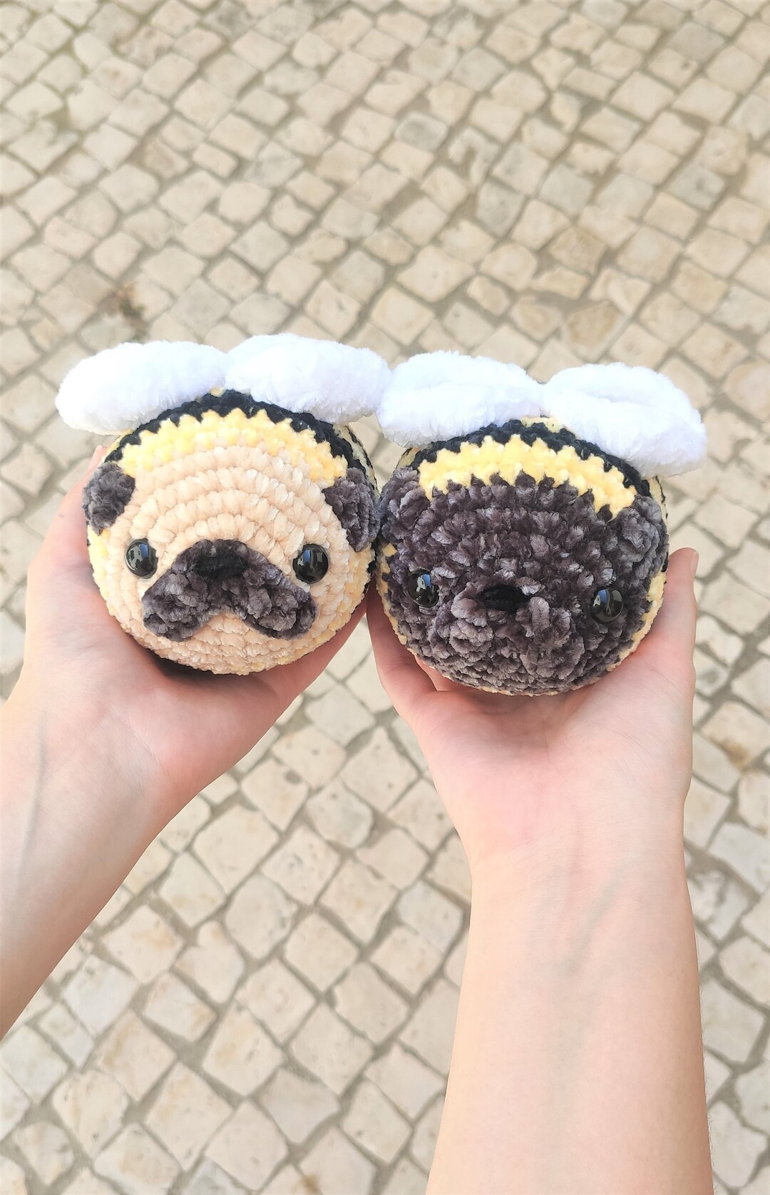 Bee Pug Plush: Handmade Crochet | Stuffed Animal Pug Dog in a Bee ...