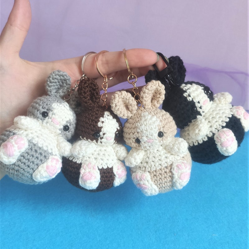 Fluffy Bunny Rabbit Keychain - Etsy