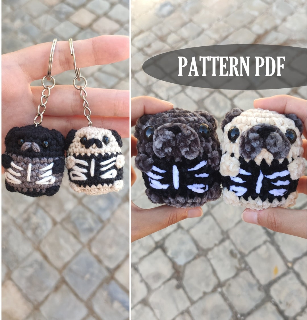 Skeleton Pug Crochet PATTERN! Amigurumi Dog in Skeleton T-shirt Costume ...