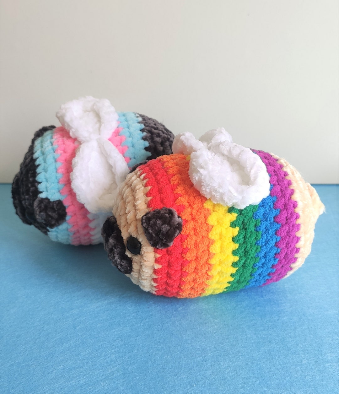 Bee Pug LGBTQ+ and Trans Plush: Handmade Crochet | Stuffed Animal Pug Dog in a Bee Flag Costume ...