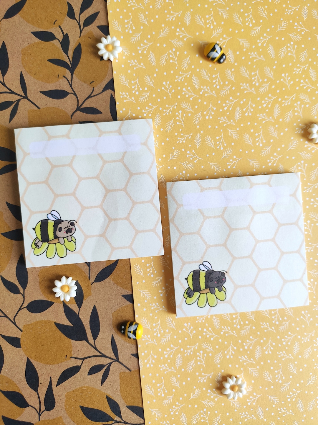 Pug Bee on Flower Sticky Note | Abel the Pug Cute Stationery - Etsy
