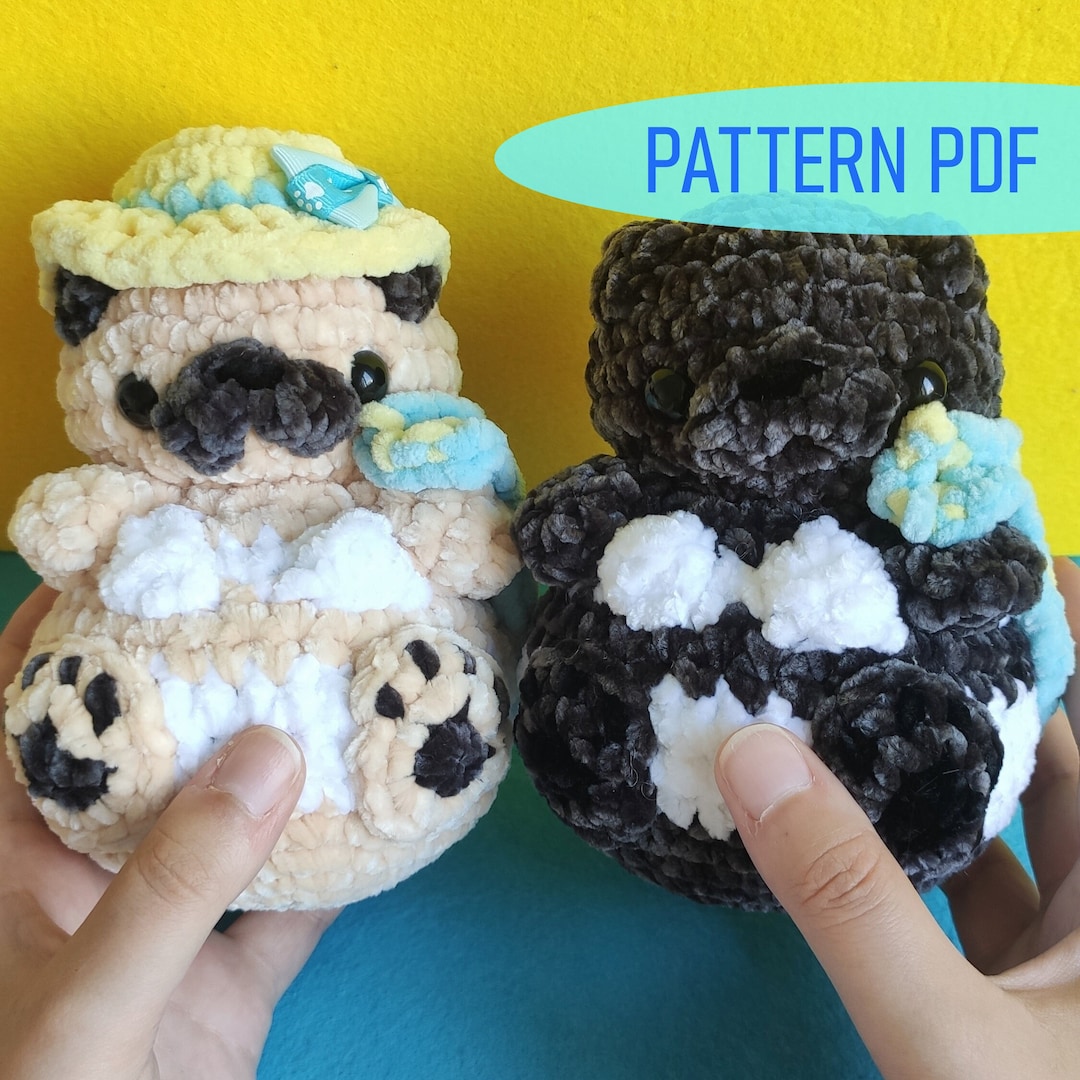 Sitting Beach Pug Plush Crochet PATTERN! Amigurumi Pug Plushie Toy - Etsy