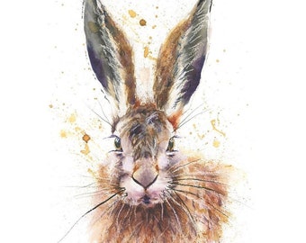 Leaping Hare Art Print Original Watercolour Hare Painting Wall Art ...