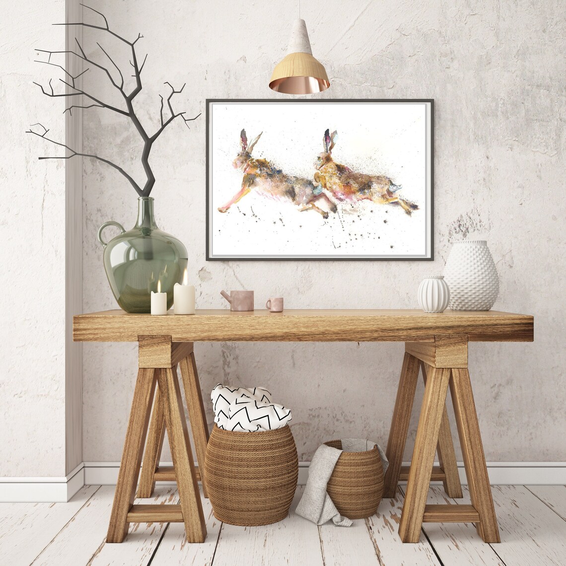 Running Hare Print Watercolour - Etsy UK