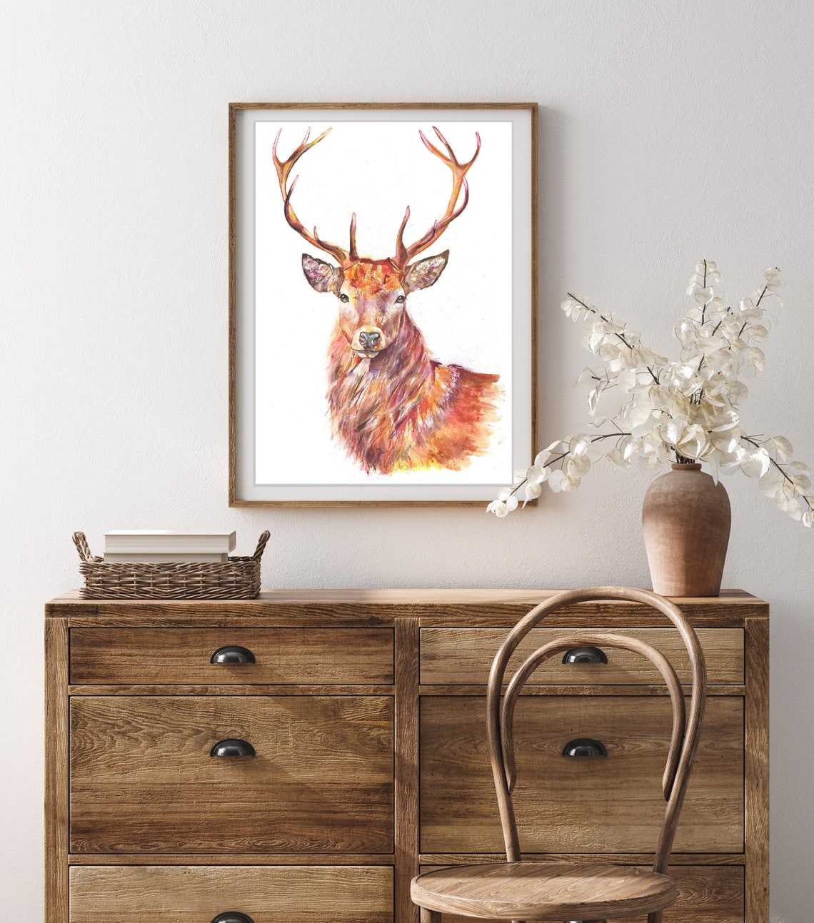 Golden Stag Print Watercolour - Etsy UK