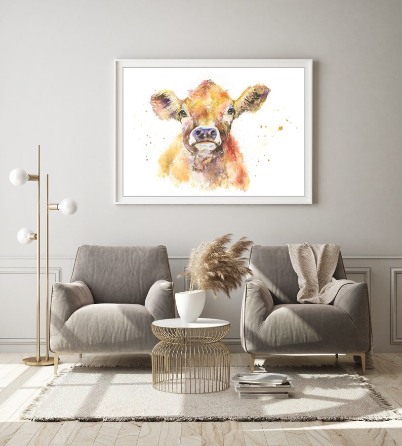 JENNY the JERSEY COW Print Watercolour - Etsy UK