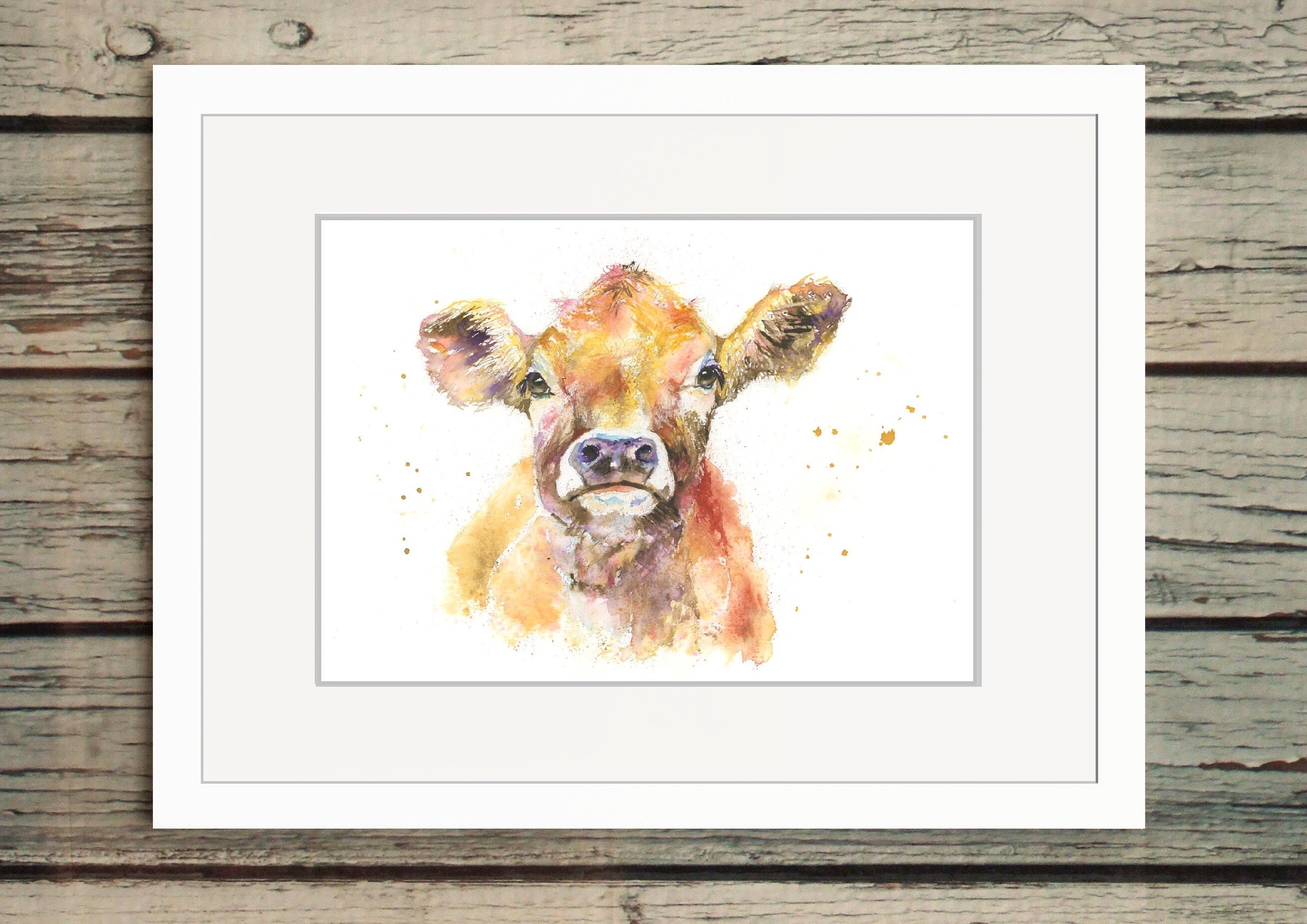 JENNY the JERSEY COW Print Watercolour - Etsy UK