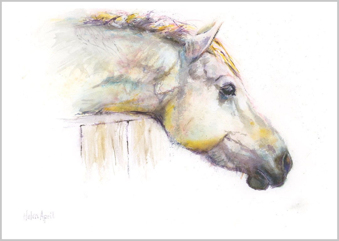 WHITE HORSE Watercolour Painting Large - Etsy