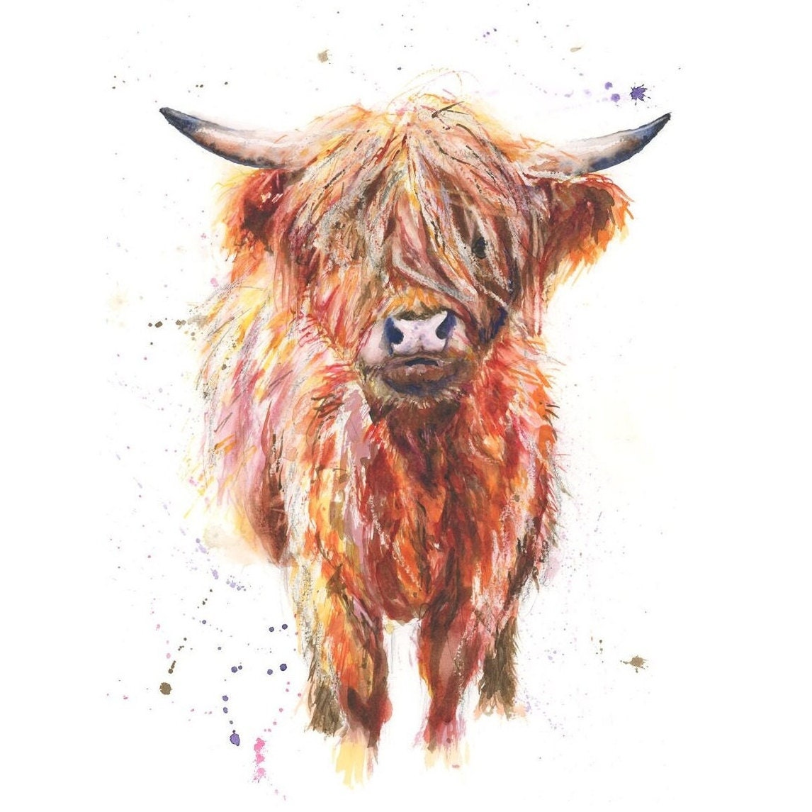 Highland Cow PRINT HAMISH Watercolour - Etsy Canada