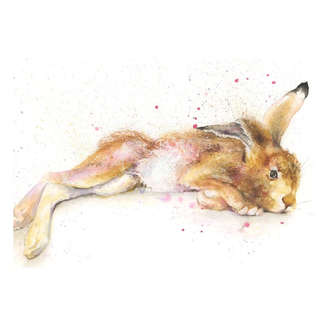 Sleeping Hare Print Watercolour - Etsy