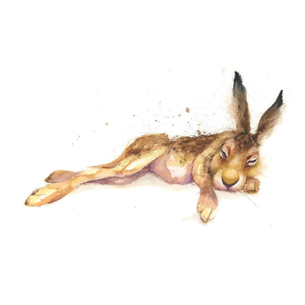 Sleeping Hare Print Watercolour - Etsy UK