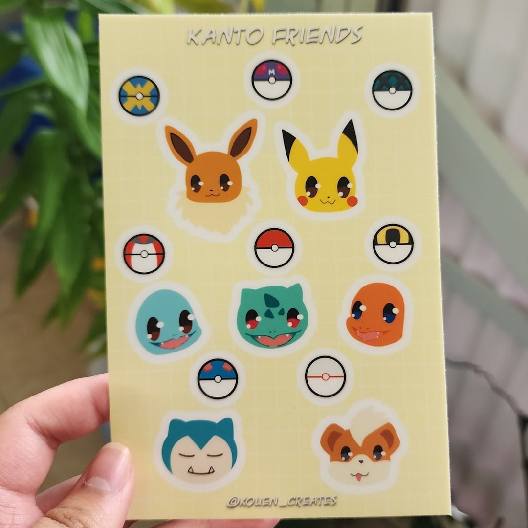 Pokemon Kanto Friends Sticker Sheet - Etsy