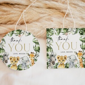 Jungle Animals Favor Tags, Gift Tags, Wild One, Safari Animals, Palm ...