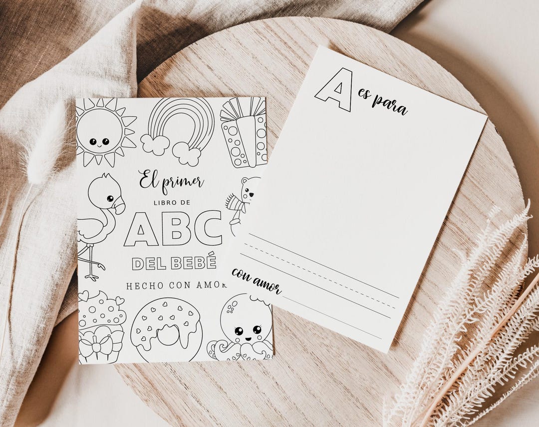 Blank Alphabet Book, Baby's First ABC Book in Spanish, Baby Shower ...