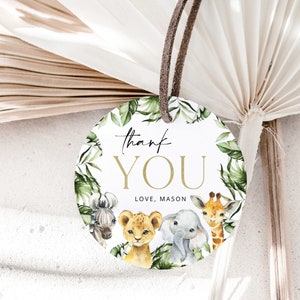 Jungle Animals Favor Tags, Gift Tags, Wild One, Safari Animals, Palm ...