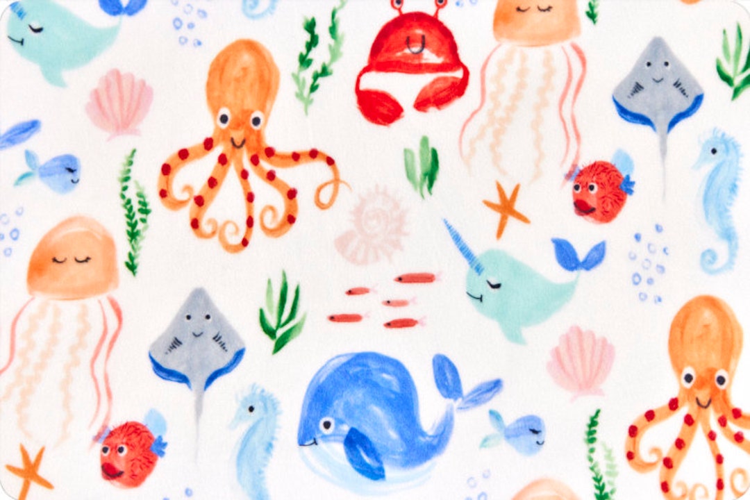 SEA PALS MINKY Fabric - Sea Pals Shannon Minky - Ocean Minky Fabric ...