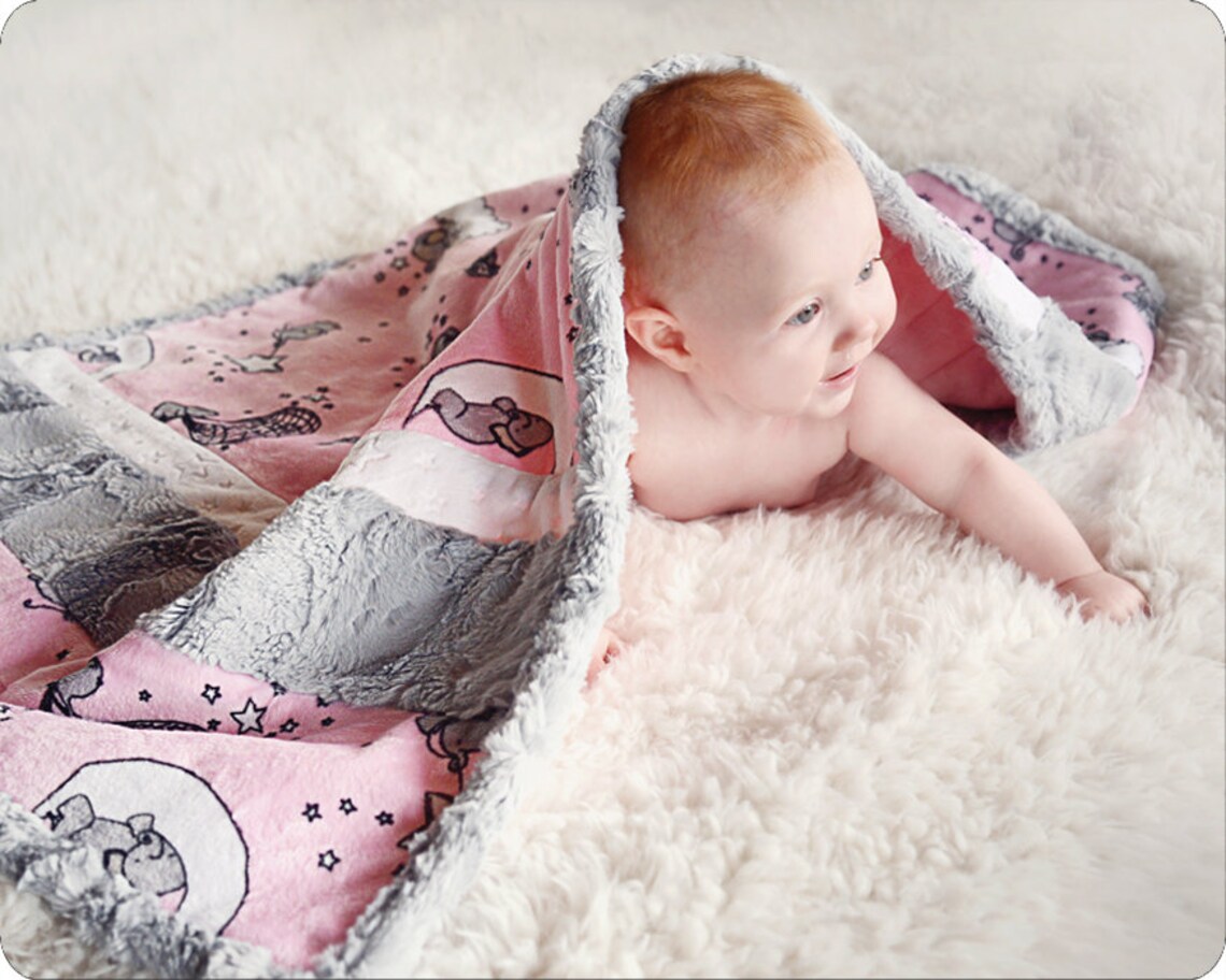 Shannon Cuddle KIT - 28"x41" Lullaby Kit Lucky Star - Pink Gray ...
