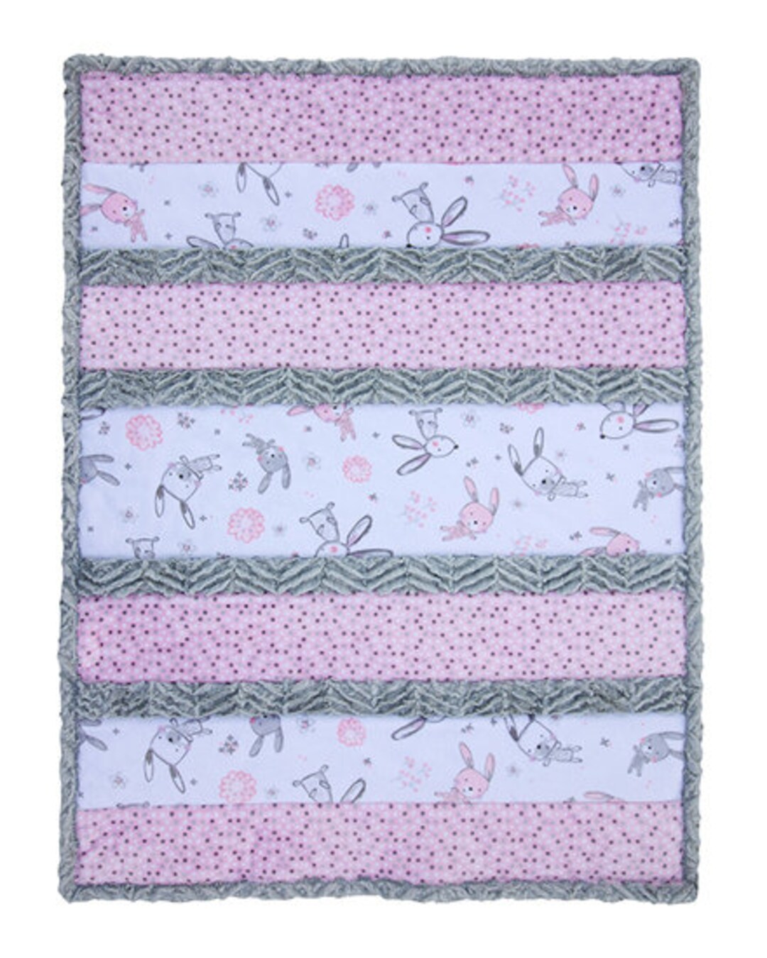 Shannon Cuddle KIT - 28"x37" Bambino Kit Bunny Hunny - Pink Gray Bunny ...